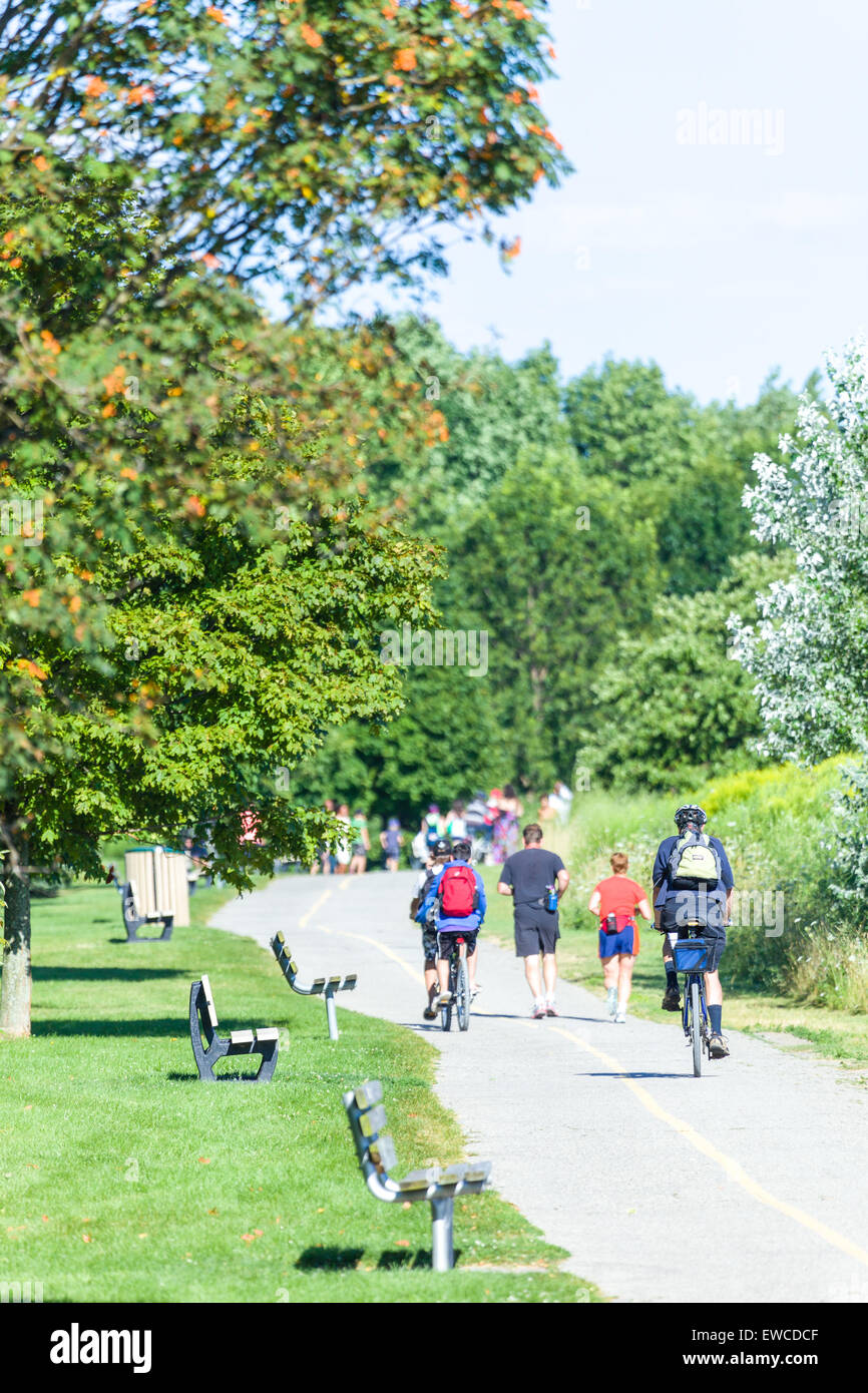 Families enjoy waterfront pathway in Ajax Ontario Stock Photo - Alamy
