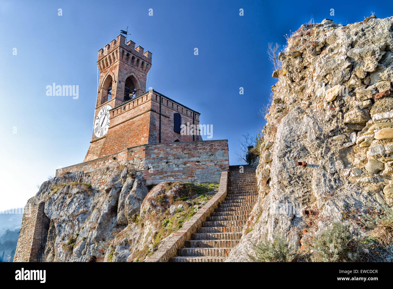 Medieval crenellated brick wall clock hi-res stock photography and ...