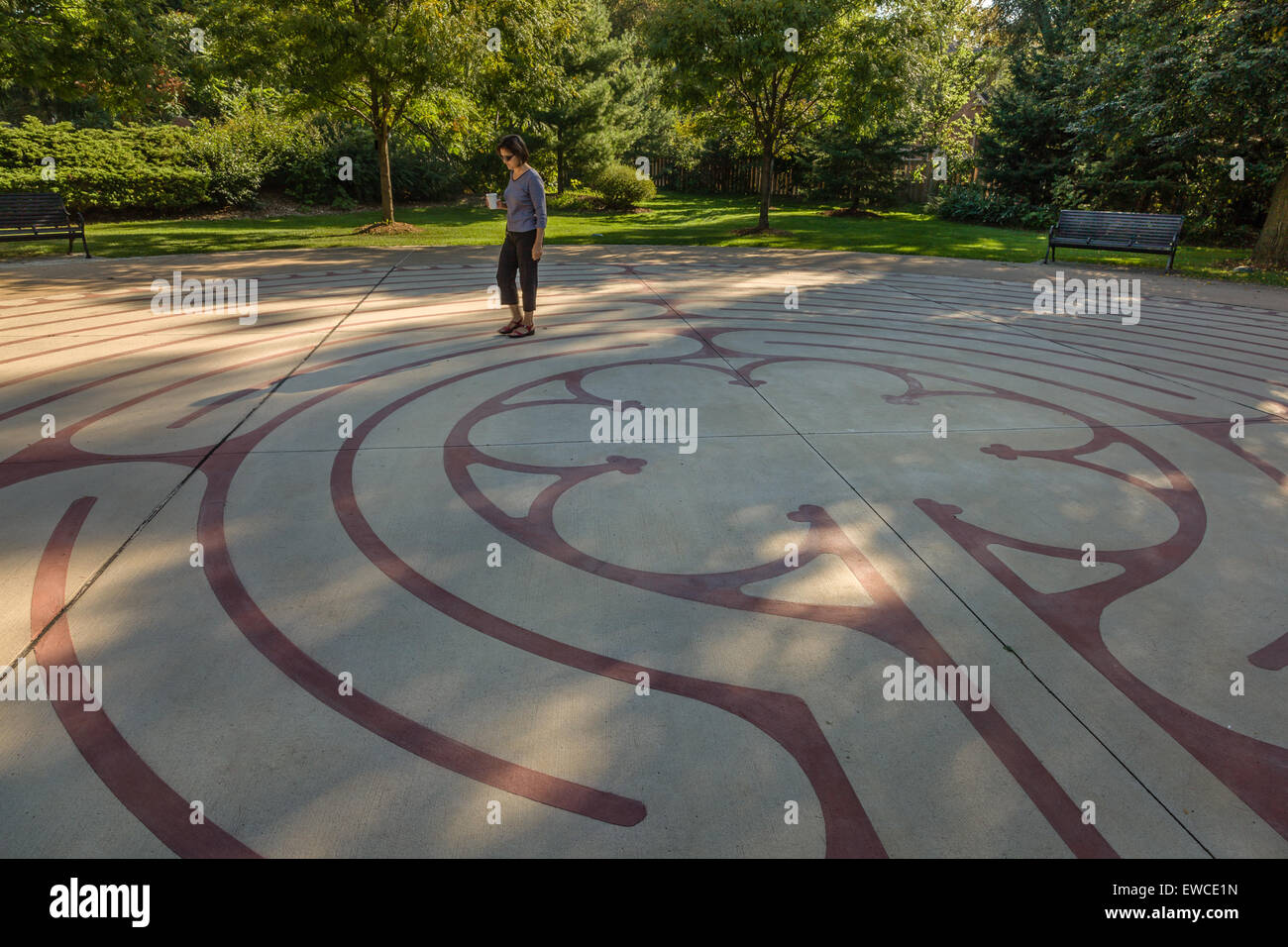 One person walking the Labyrinth in Central Park Stock Photo - Alamy