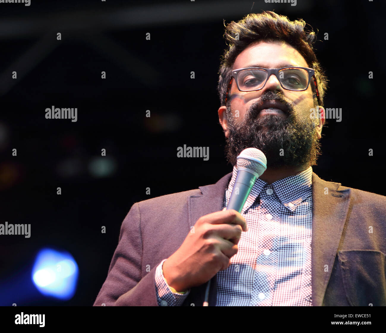 London, UK. 22nd June, 2015. Romesh Ranganathan performs at Barclaycard ...