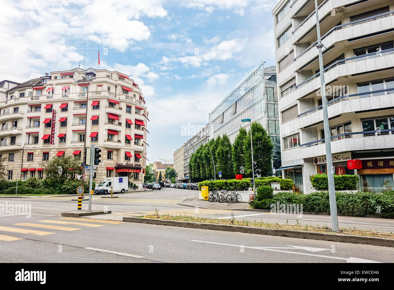 Street scene Geneva Stock Photo - Alamy