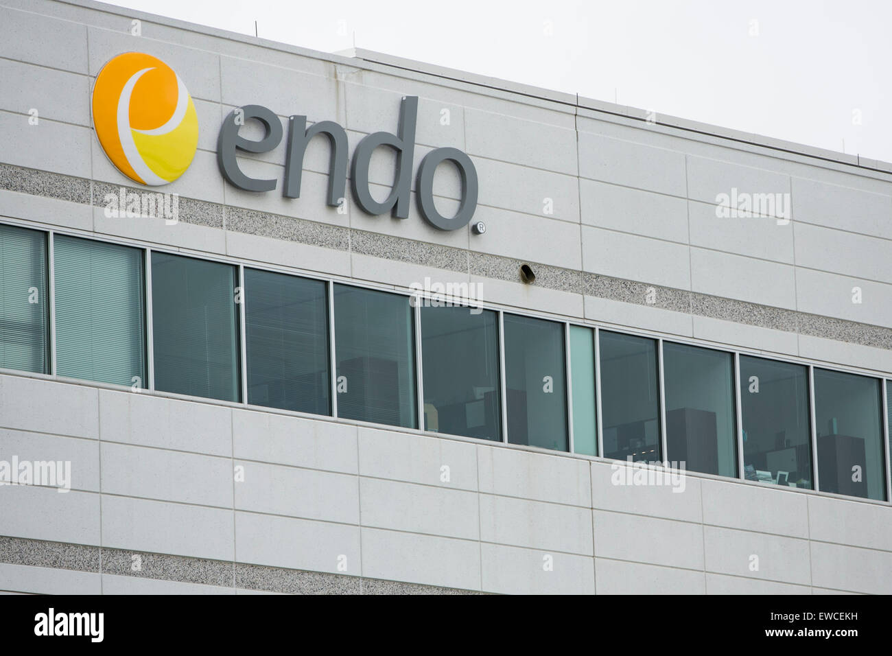 A logo sign outside of a facility occupied by Endo Pharmaceuticals in ...