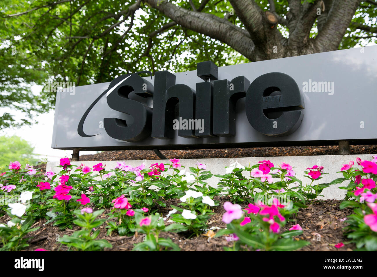 A logo sign outside of a facility occupied by the biopharmaceutical ...