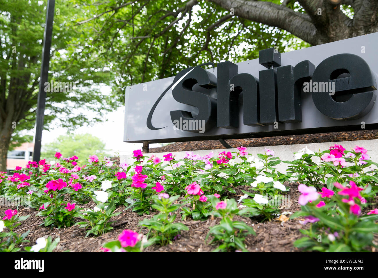 A logo sign outside of a facility occupied by the biopharmaceutical ...