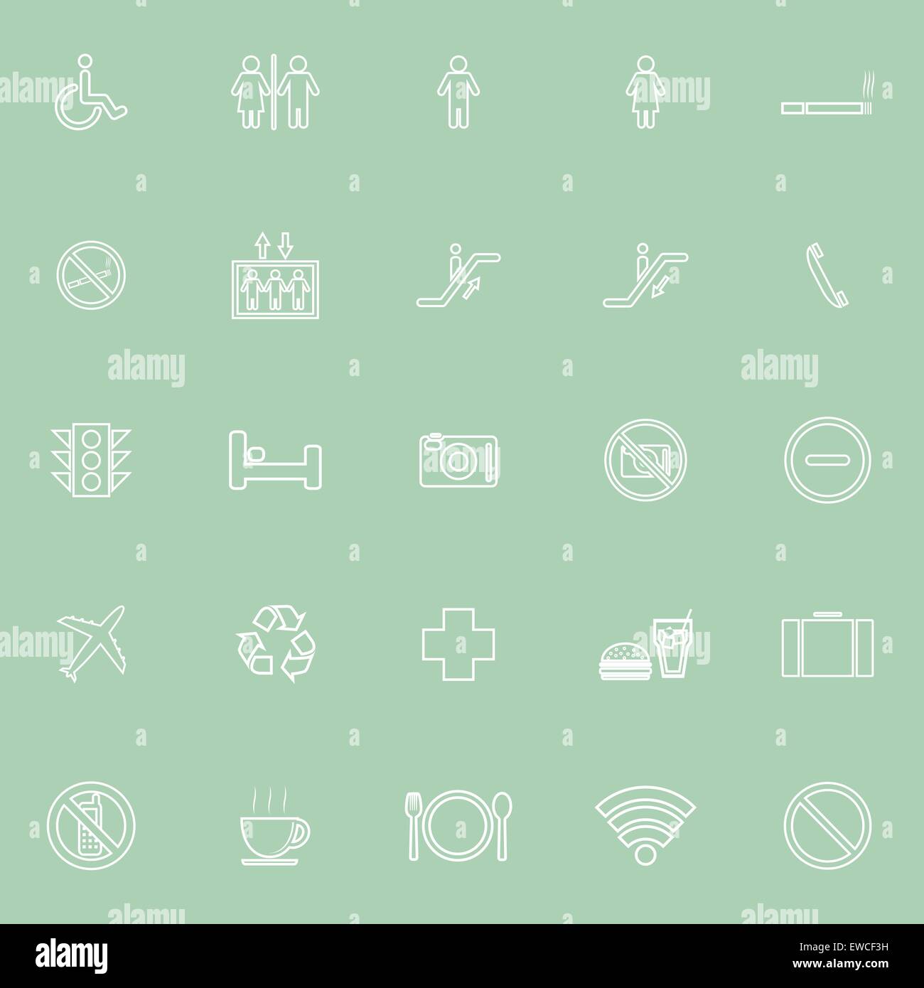 Public line icons on green background, stock vector Stock Vector Image ...