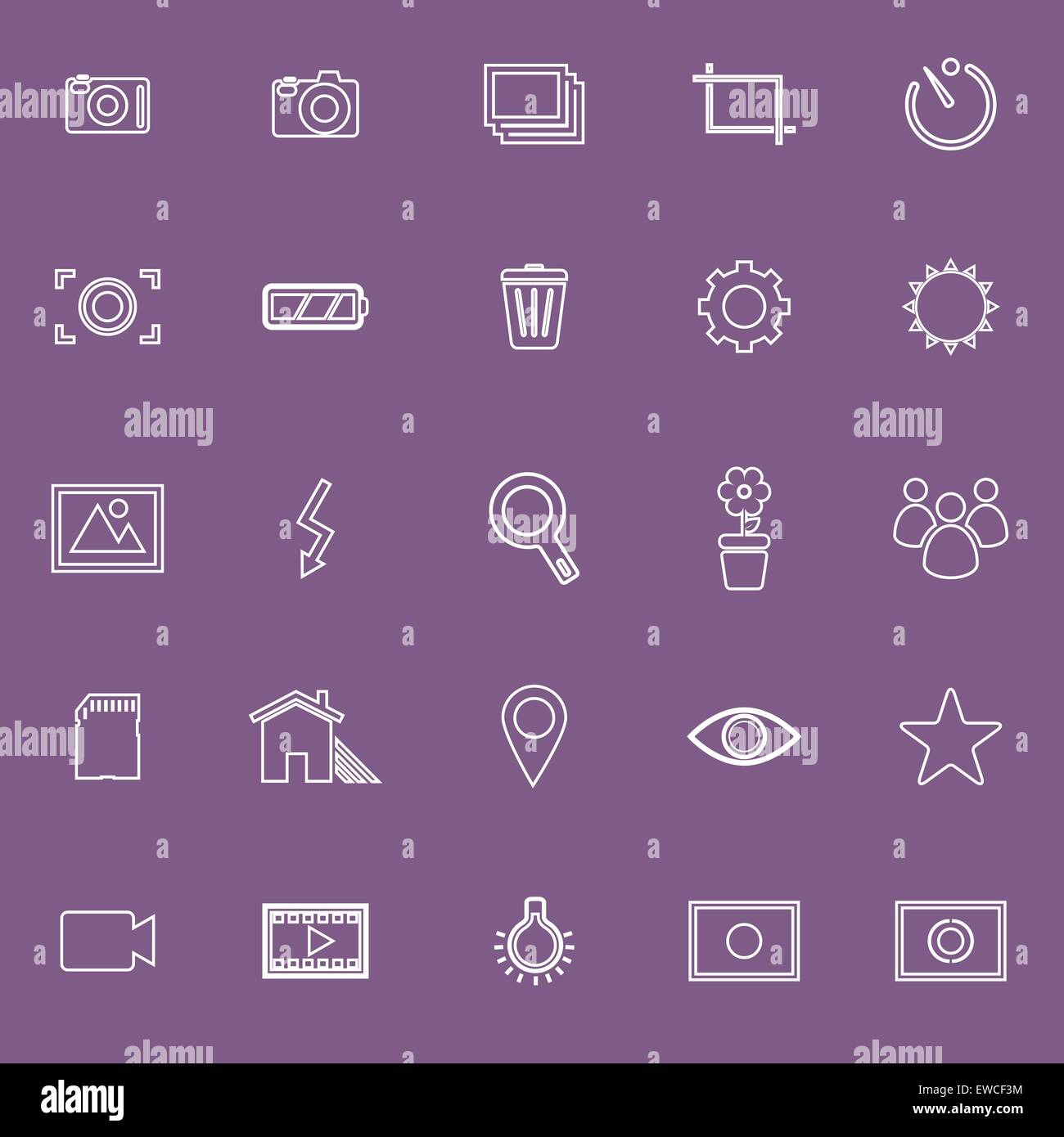 Photography line icons on violet background, stock vector Stock Vector ...