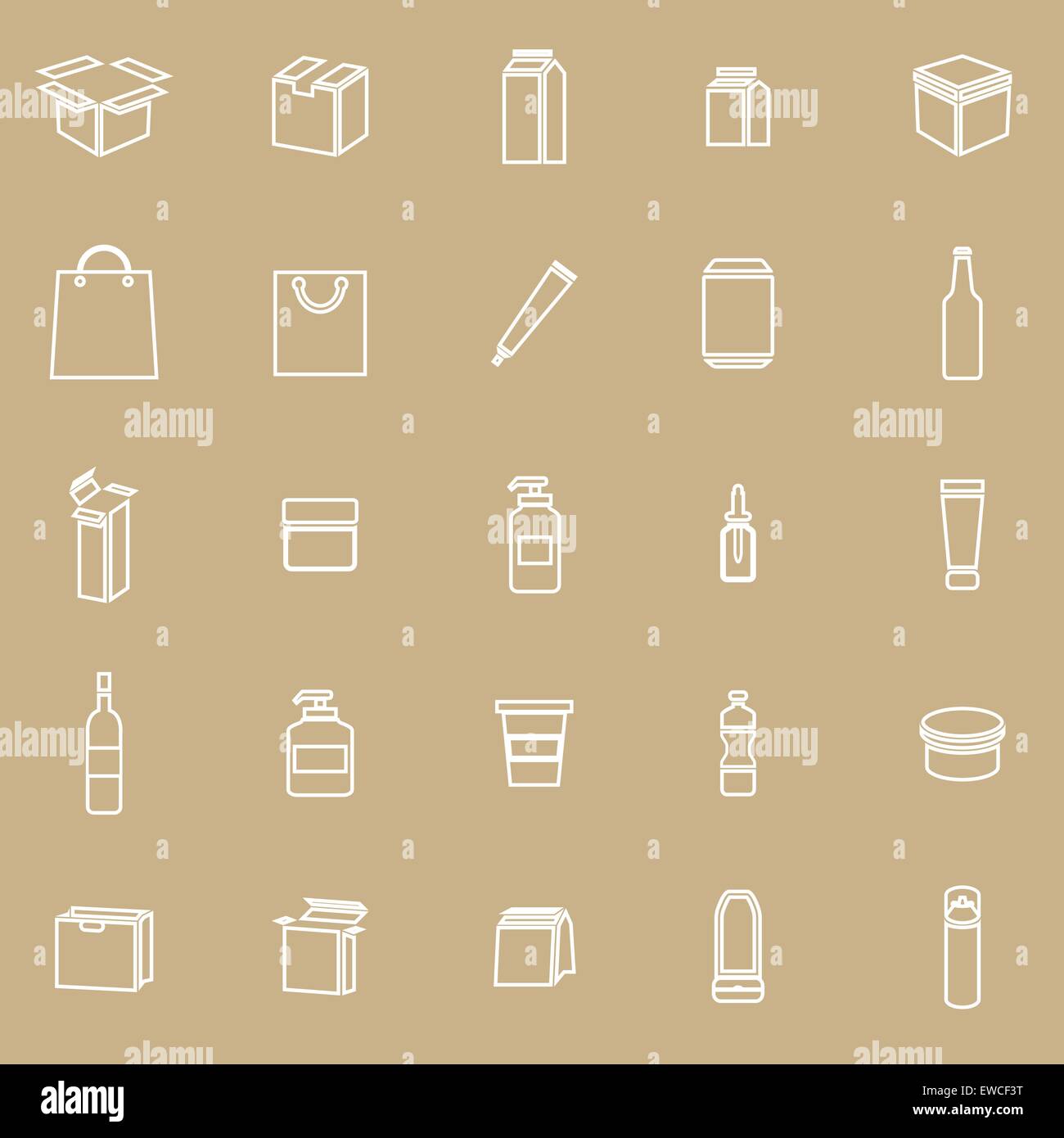 Packaging line icons on brown background, stock vector Stock Vector ...