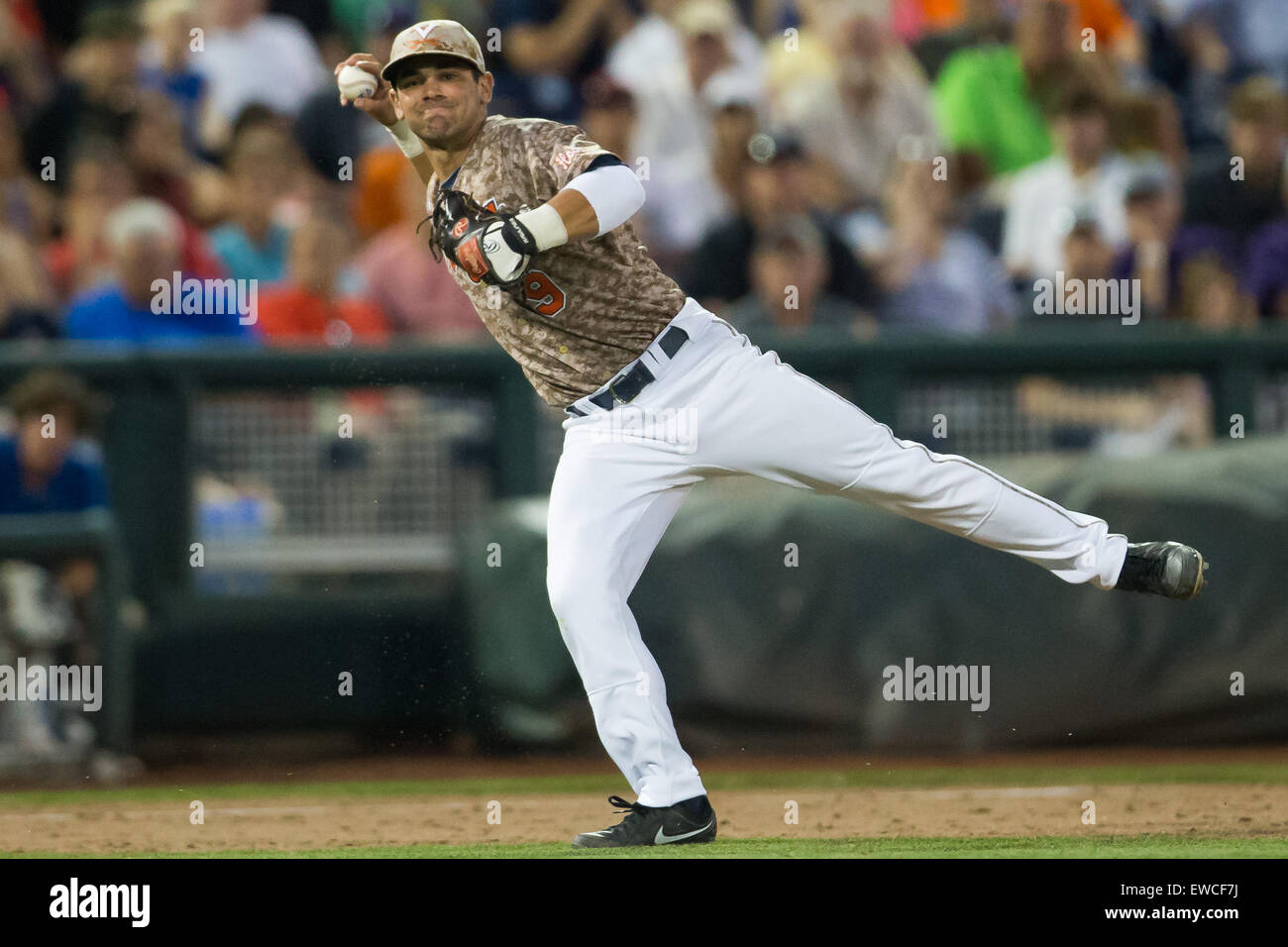June 22, 2015: Vanderbilt infielder Xavier Turner #9 in action during ...