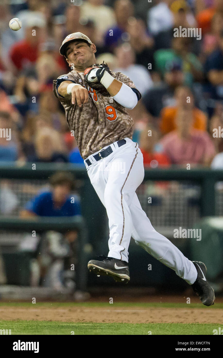 June 22, 2015: Vanderbilt infielder Xavier Turner #9 in action during ...