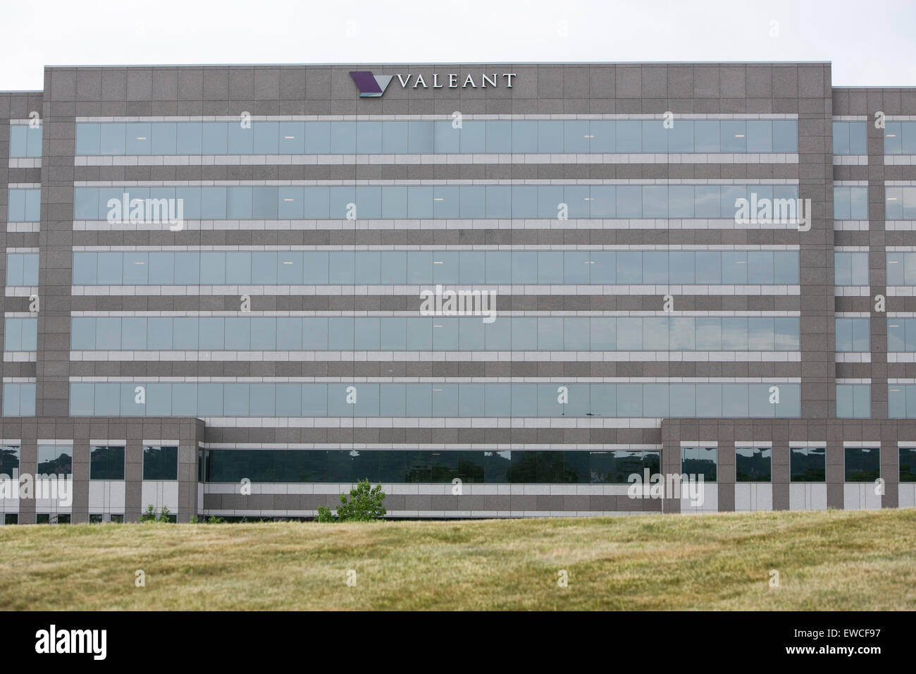 A logo sign outside of a facility occupied by Valeant Pharmaceuticals ...