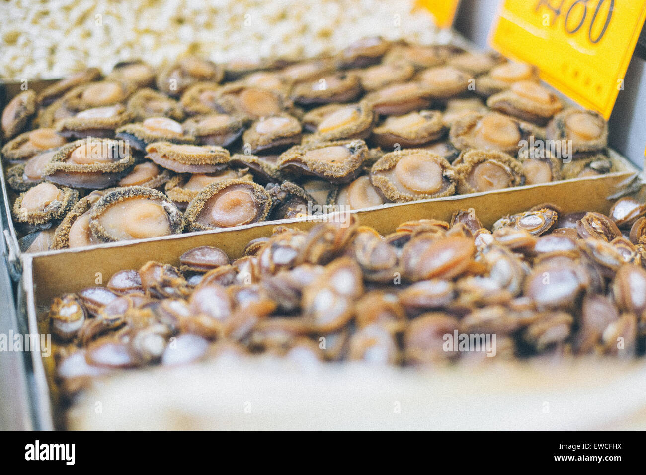 Dried abalone in dried seafood street and tonic food Street in Sheung ...