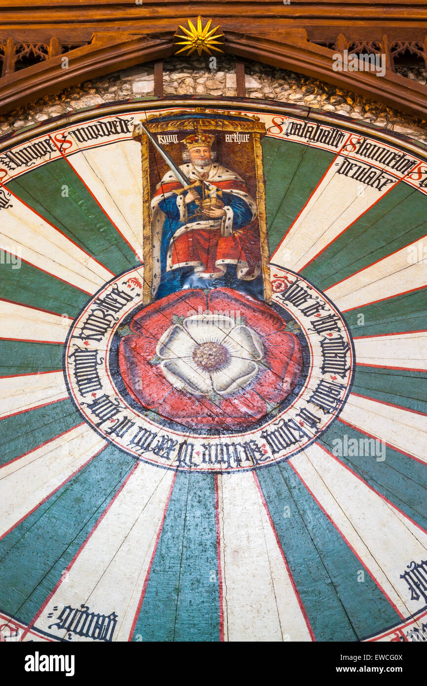 King Arthur`s round table in The Great Hall, Winchester, England, UK ...