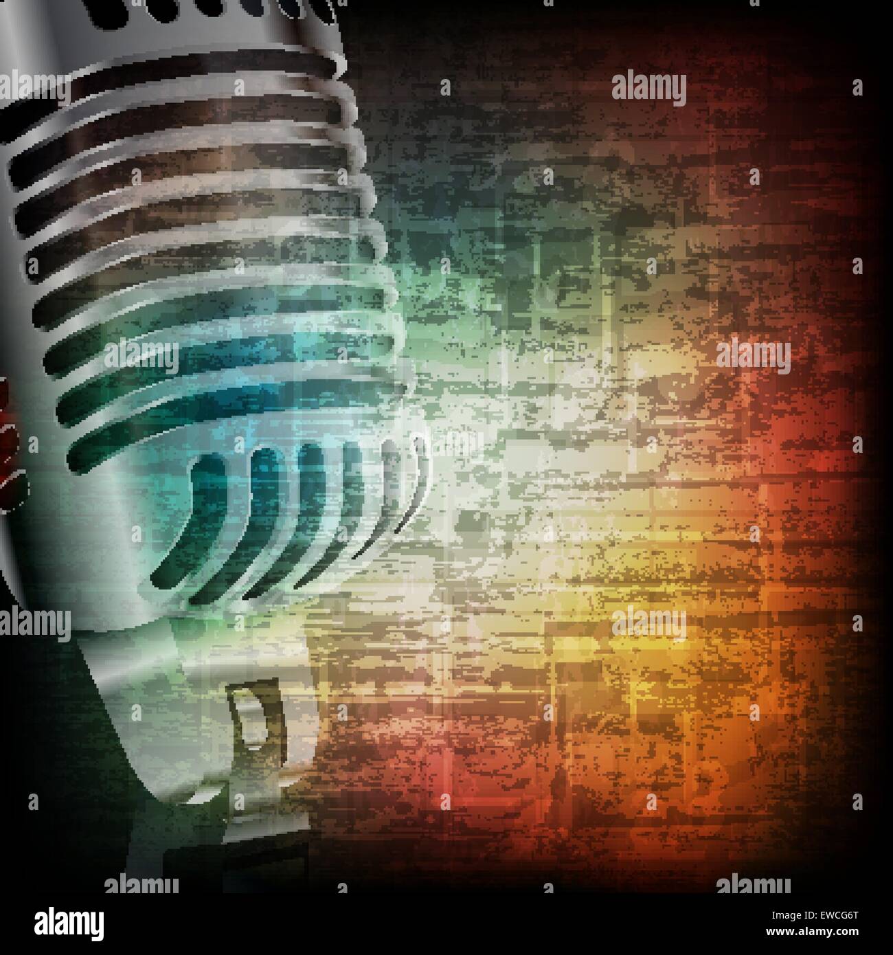 abstract music grunge vintage background with retro microphone Stock ...