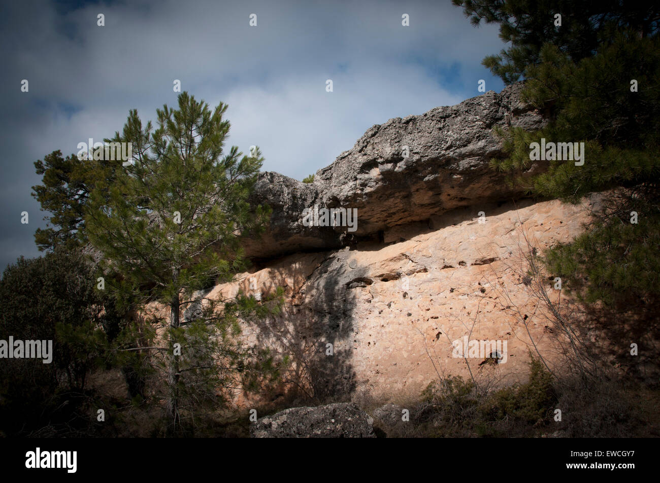 Spectacular rock formations by erosion in Cuenca province. Spain Stock ...