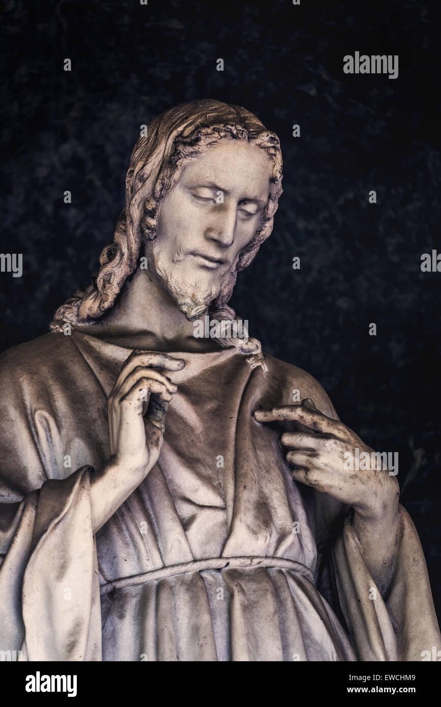 Religious Jesus Christ Statue as part of Christian Cemetery Monument ...