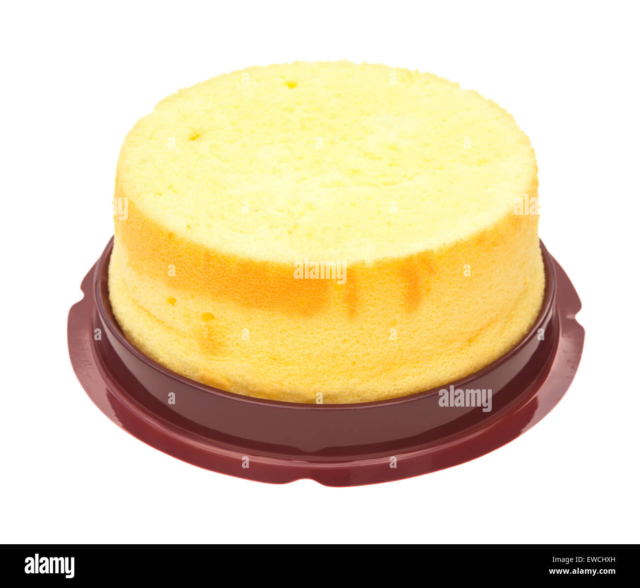 side view home made round sponge cake on white with clipping path Stock ...