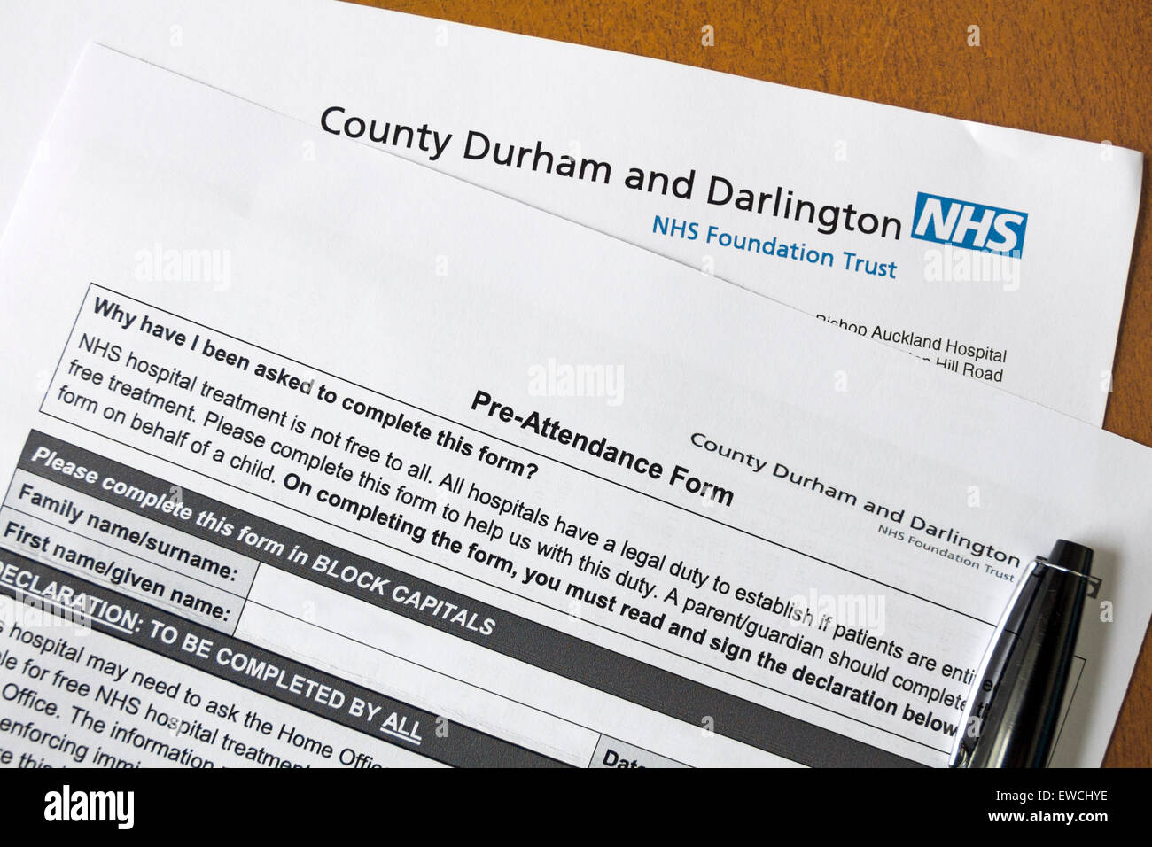 Pre-Attendance Form Which Must be Completed by Patients Attending ...