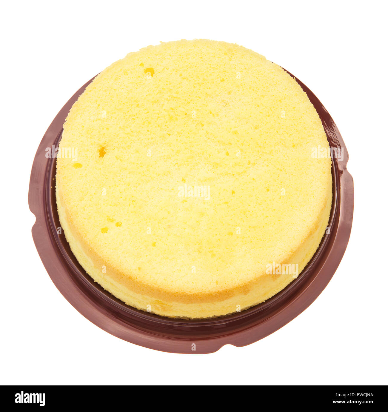 top view home made round sponge cake on white with clipping path Stock ...