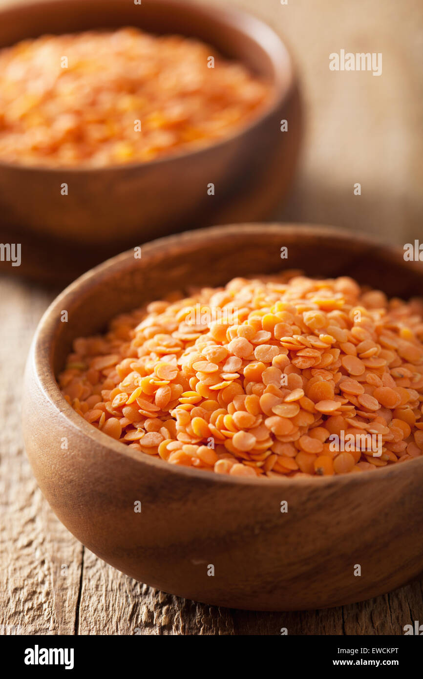 raw healthy red lentils in bowls Stock Photo - Alamy