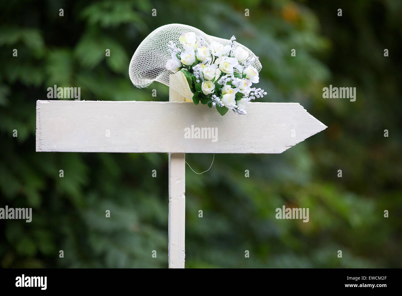 Blank Sign with Green Background in a Wedding Day Stock Photo - Alamy
