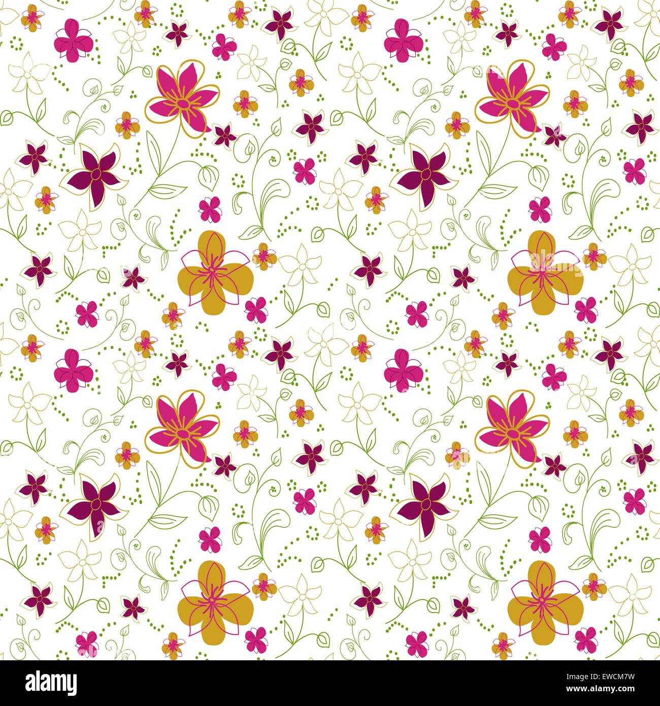 Flowers Colorful Seamless Pattern Background Vector Stock Vector Image ...