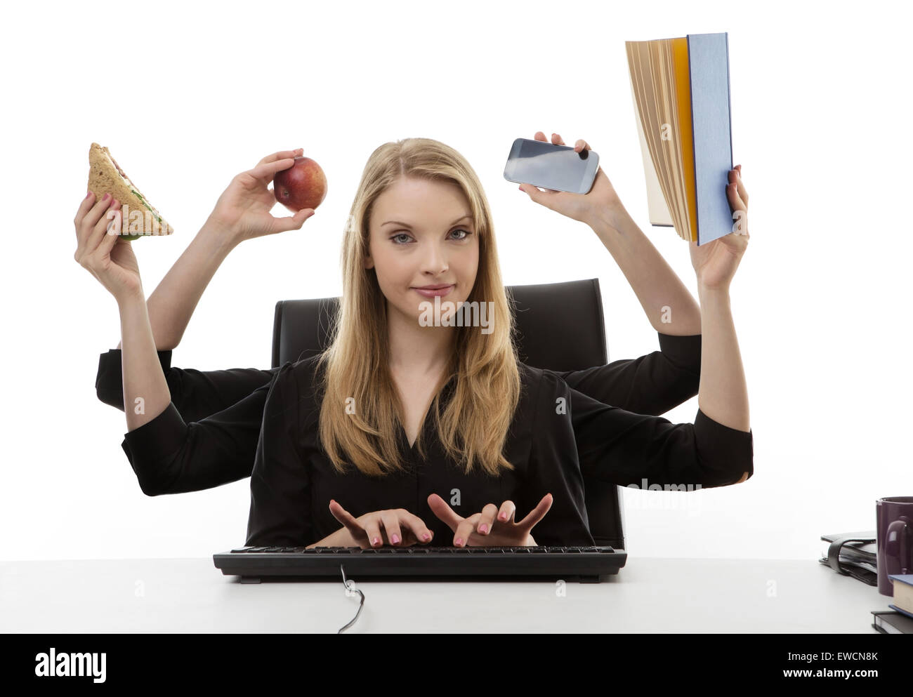 Woman multitasking arms hi-res stock photography and images - Alamy