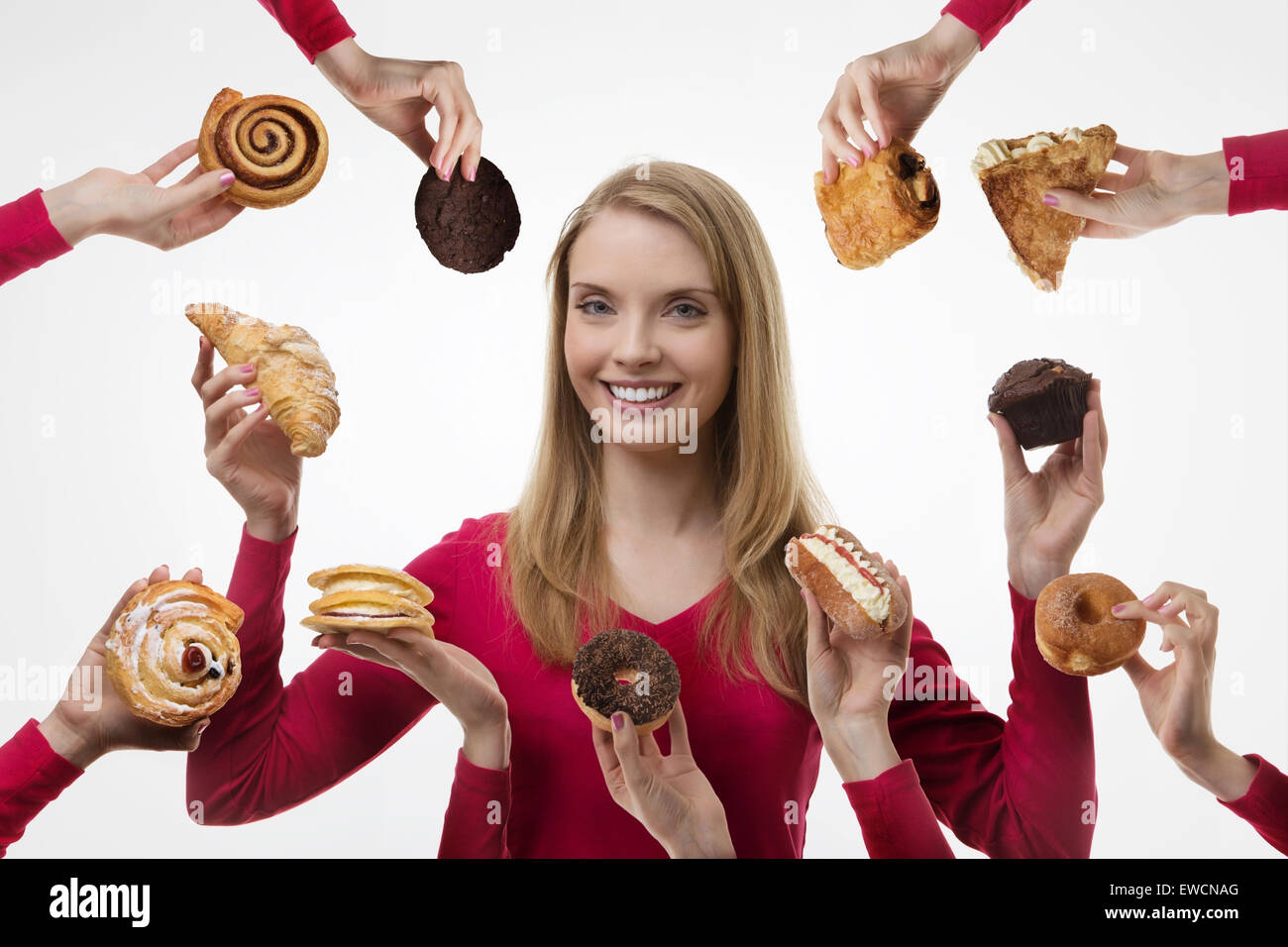 Woman multitasking arms hi-res stock photography and images - Alamy