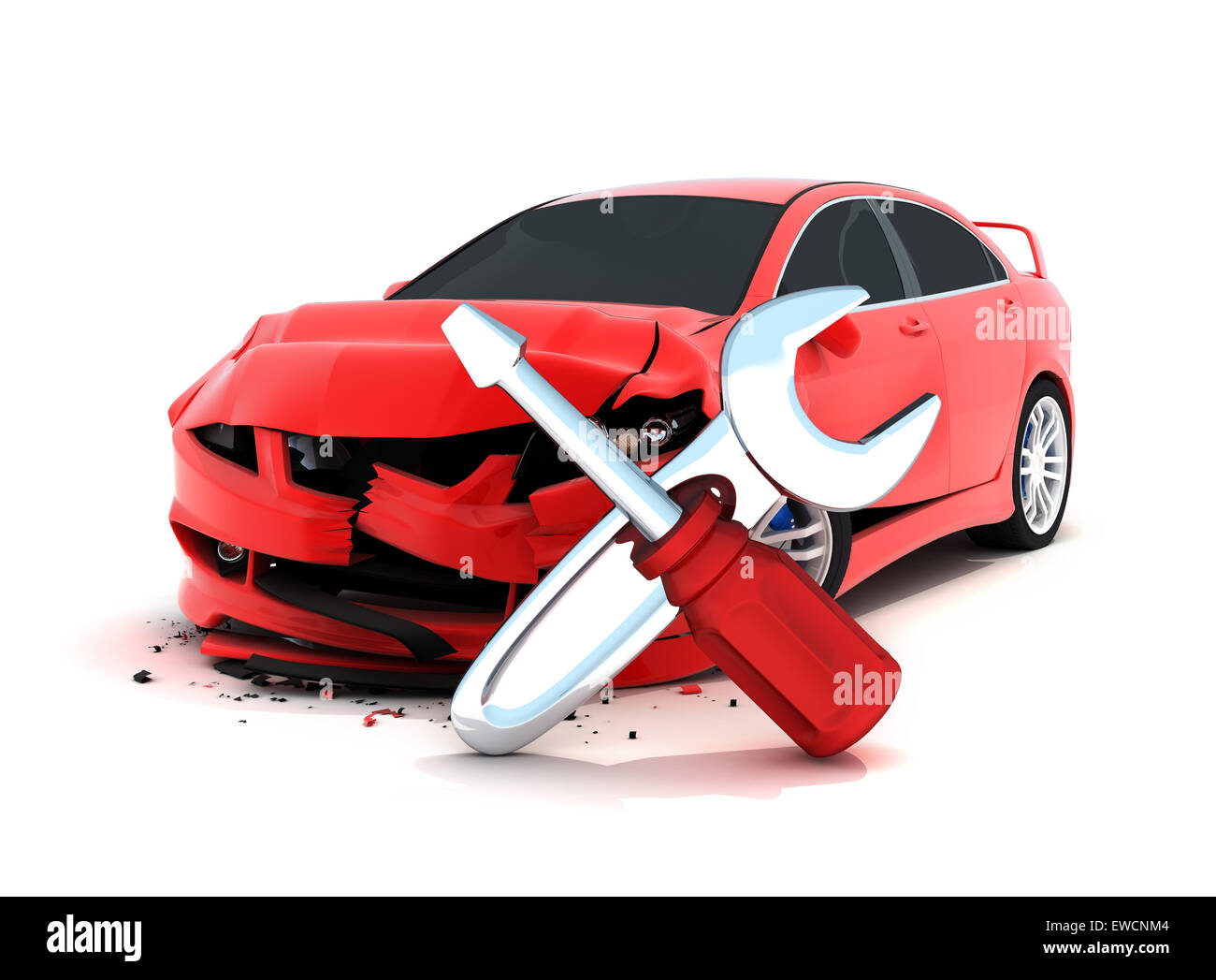 Car crash on white background (done in 3d Stock Photo - Alamy