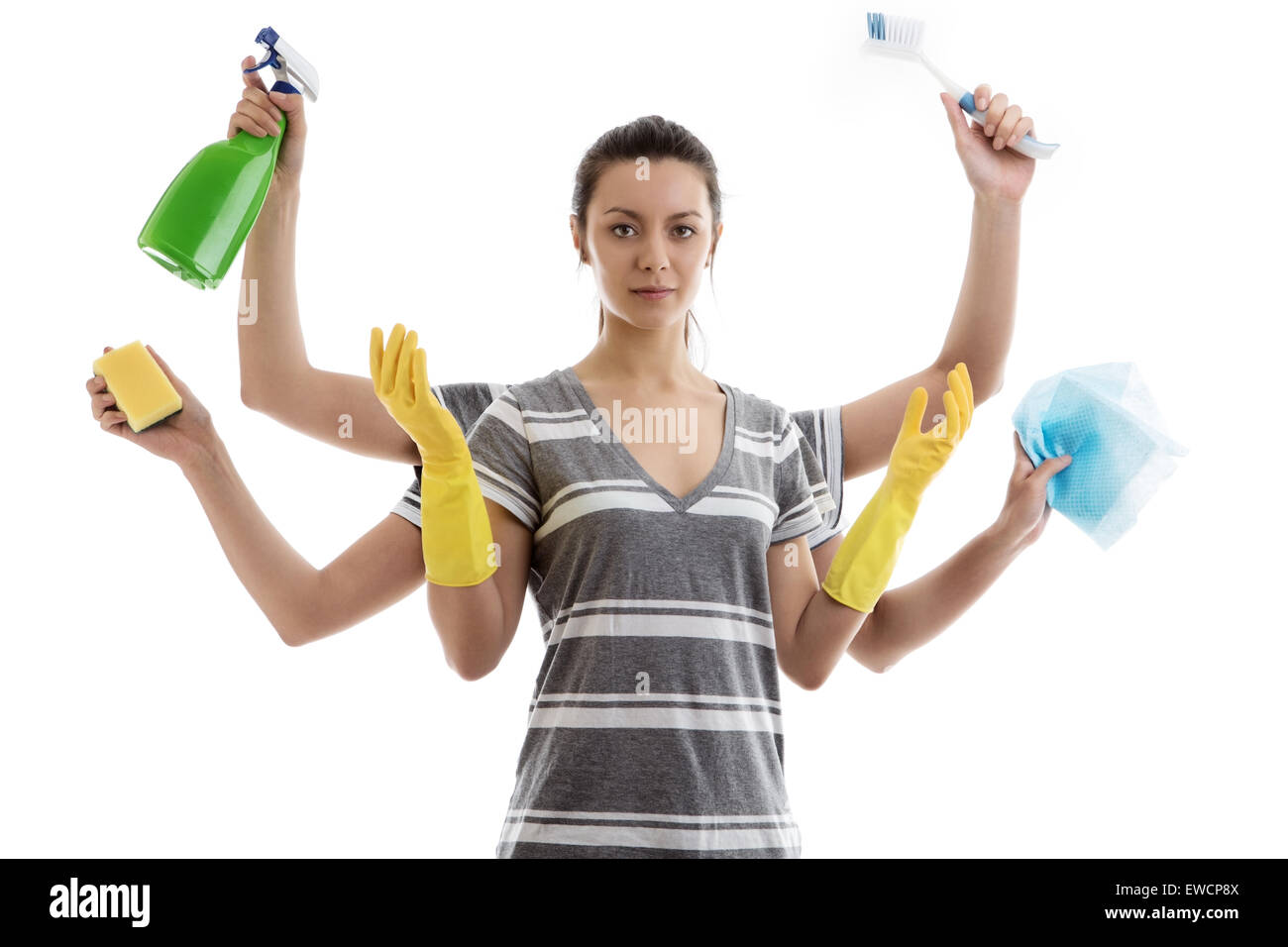Woman many arms getting ready hi-res stock photography and images - Alamy