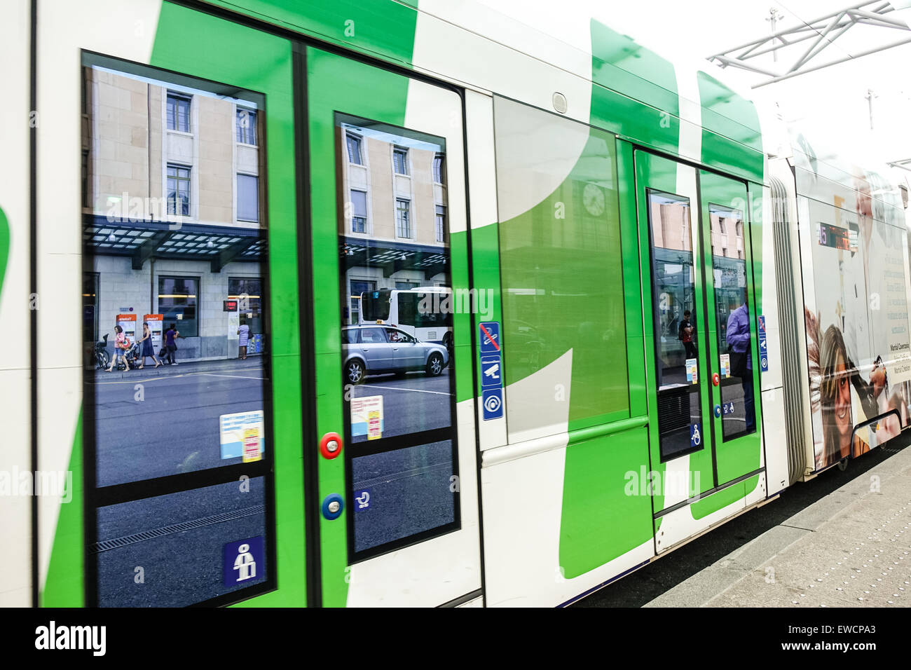 Train and Tram Station Geneva Stock Photo - Alamy