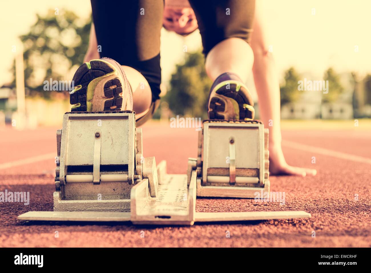 Closeup of starting block Stock Photo - Alamy
