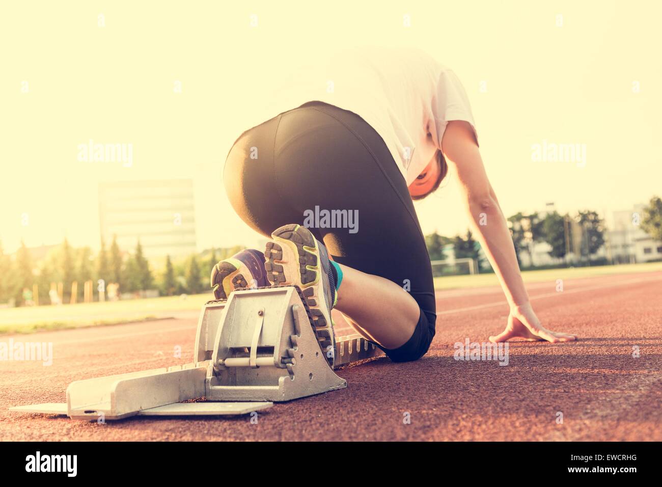 Sprinter ready to start Stock Photo - Alamy