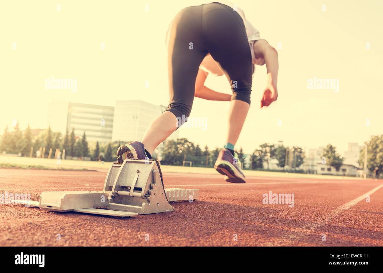 Female sprinter starting block hi-res stock photography and images - Alamy