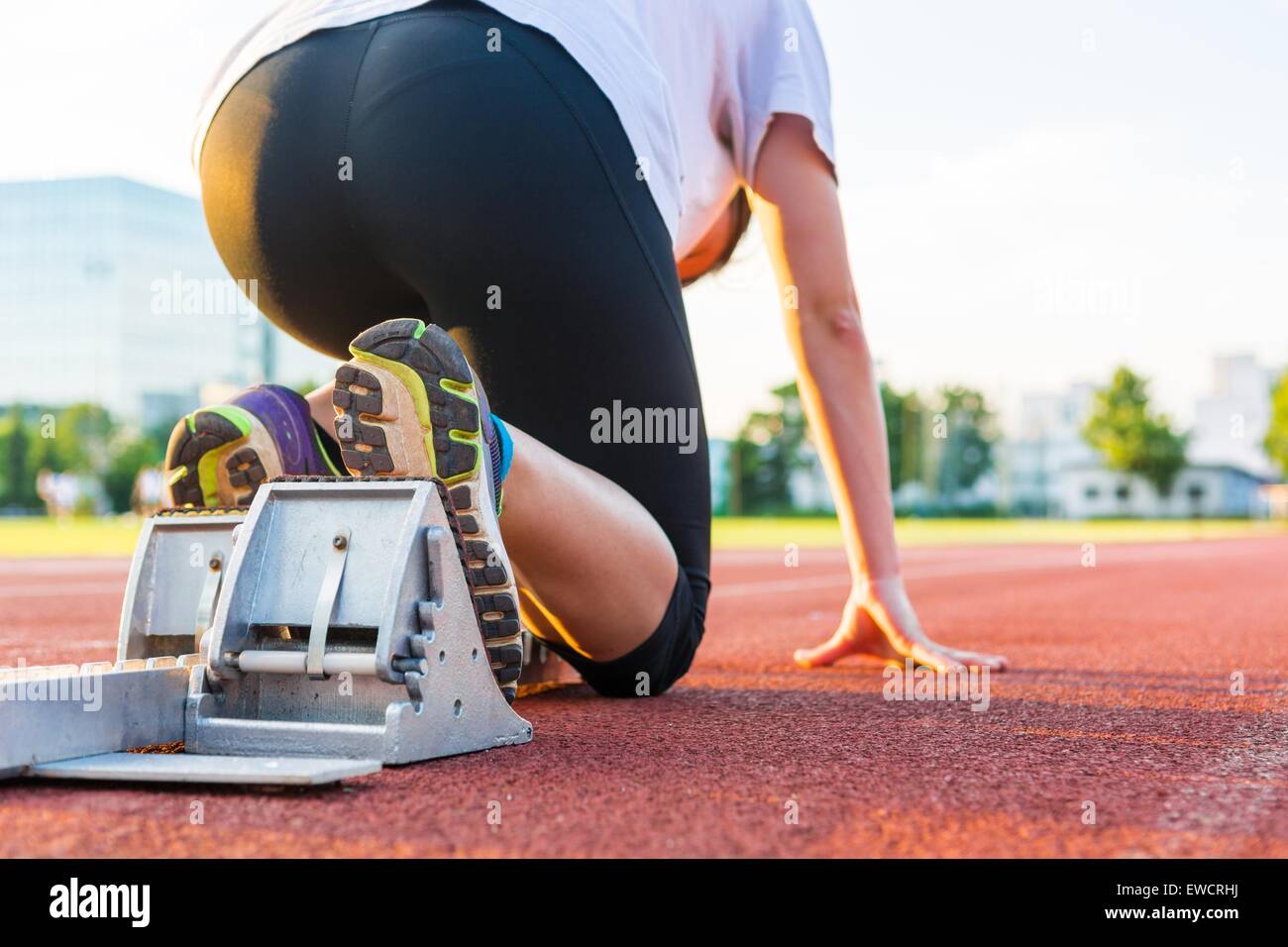 Sprinter ready to start Stock Photo - Alamy