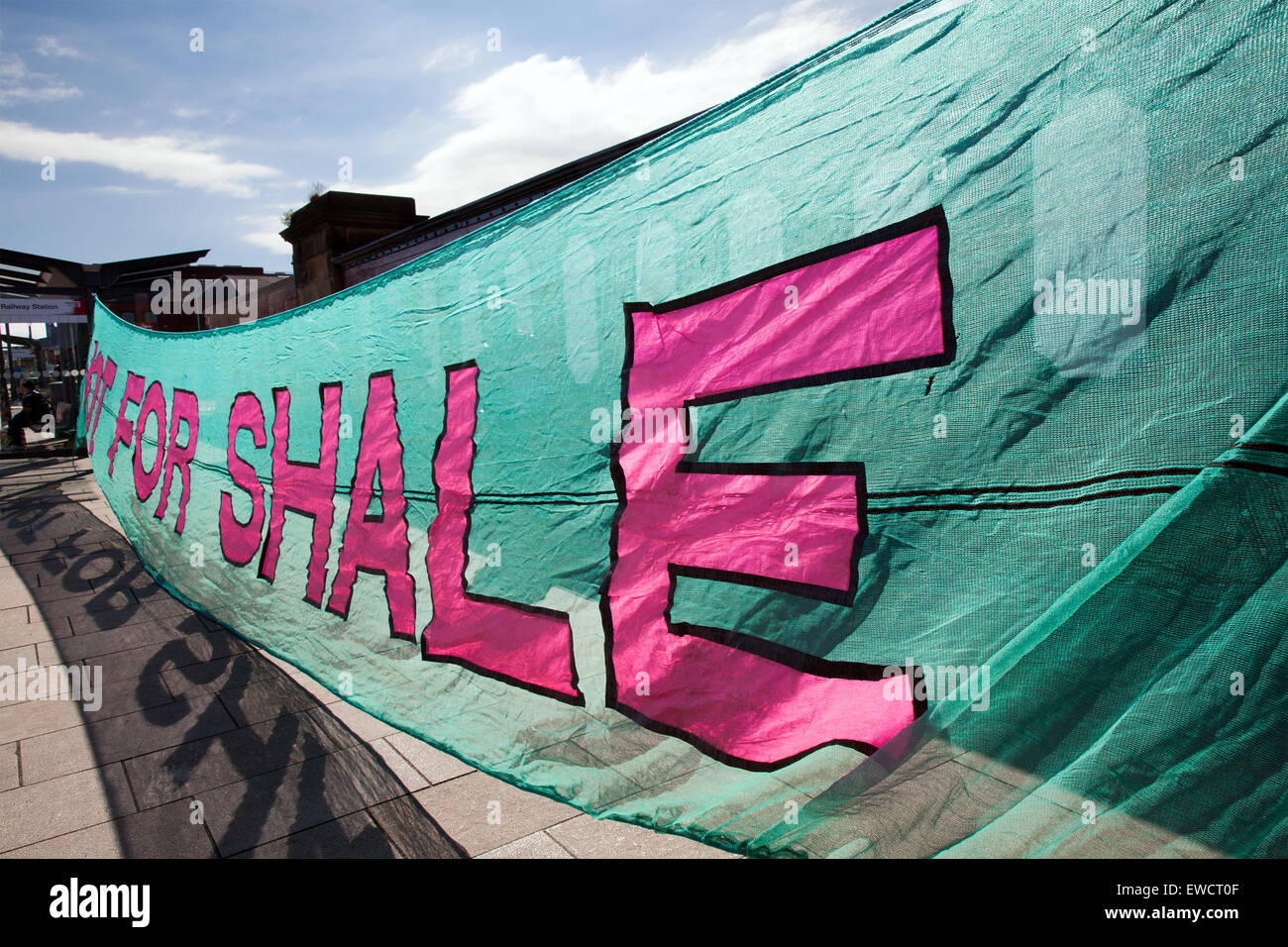 Preston, Lancashire, UK 23rd June 2015 'Not for Shale banner' at Demo ...