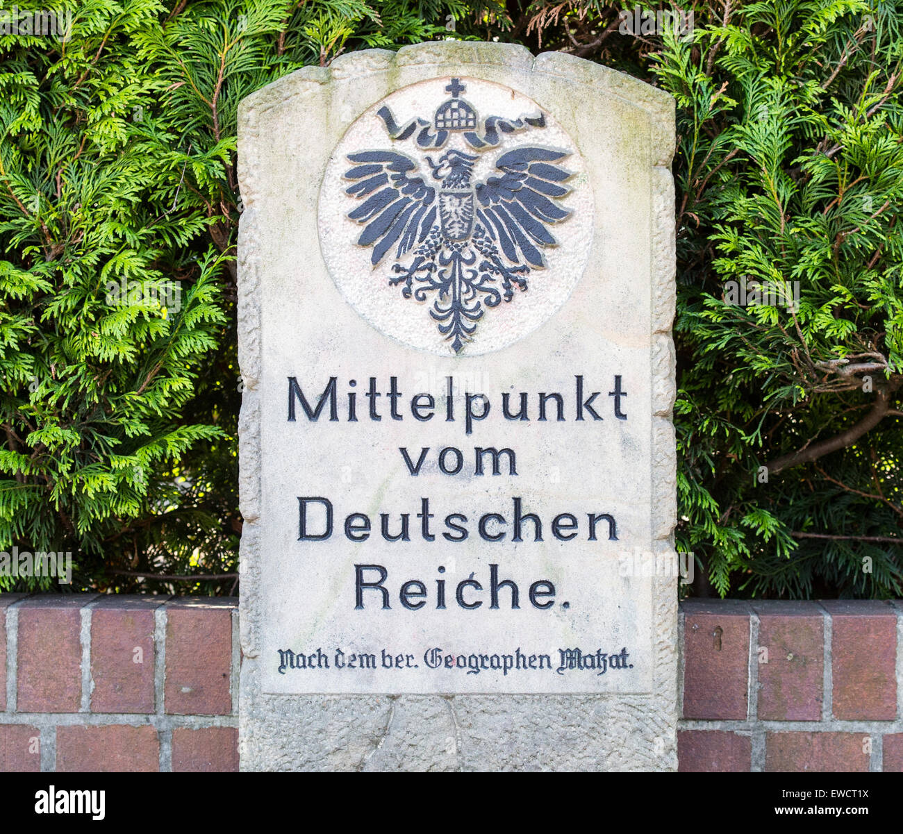 The stone of the centre of the German Reich in Spremberg (Brandenburg ...