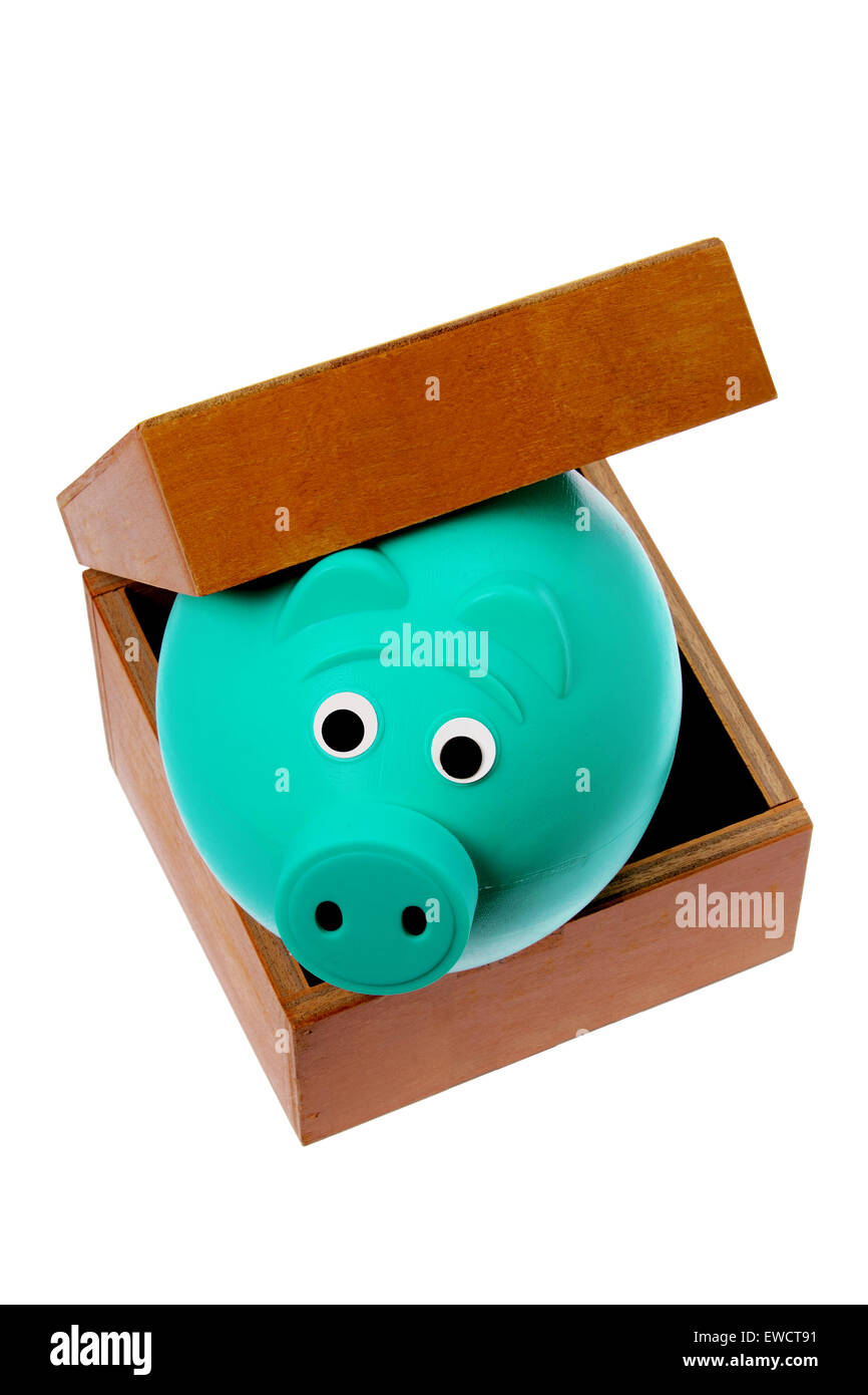 Piggy Bank in Box Stock Photo - Alamy