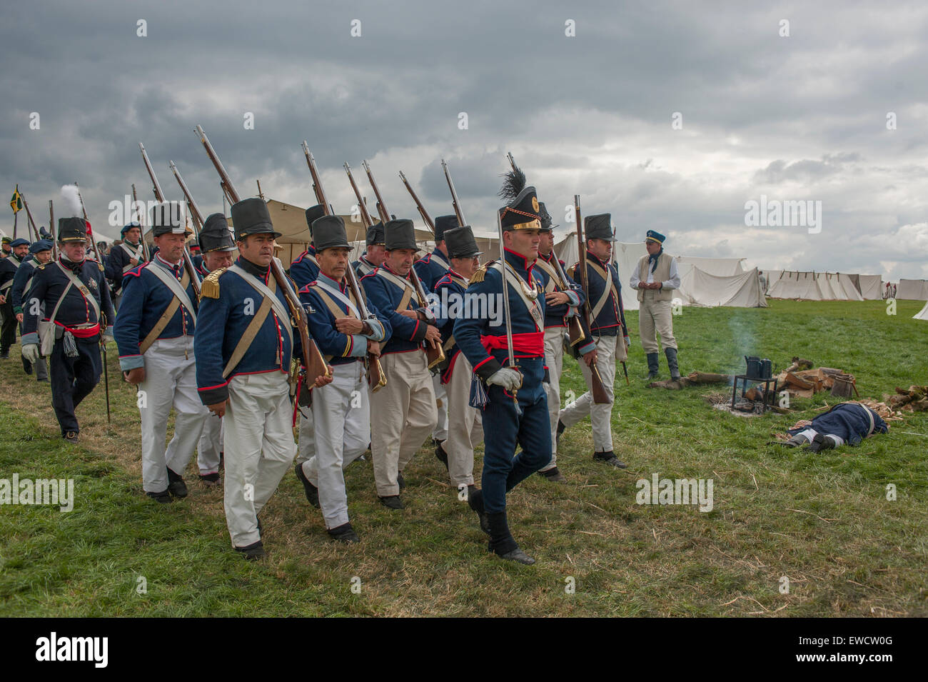 Spectacular reenactment of the Battle of Waterloo on the original ...