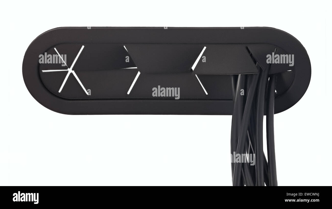 Personal computer cables and cords connection jack isolated on white ...