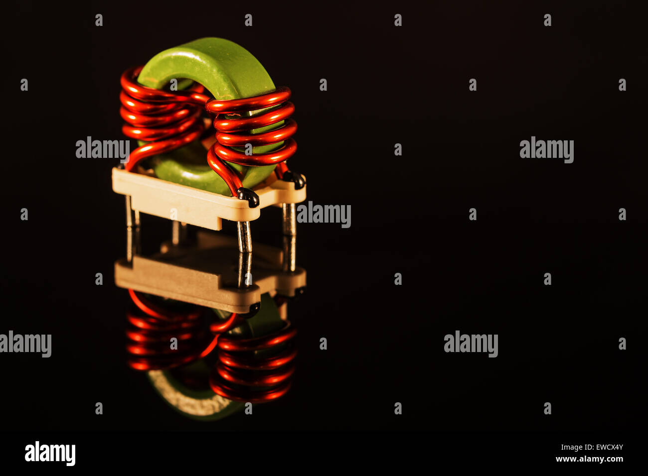 Micro transformer close up photo on black background Stock Photo - Alamy