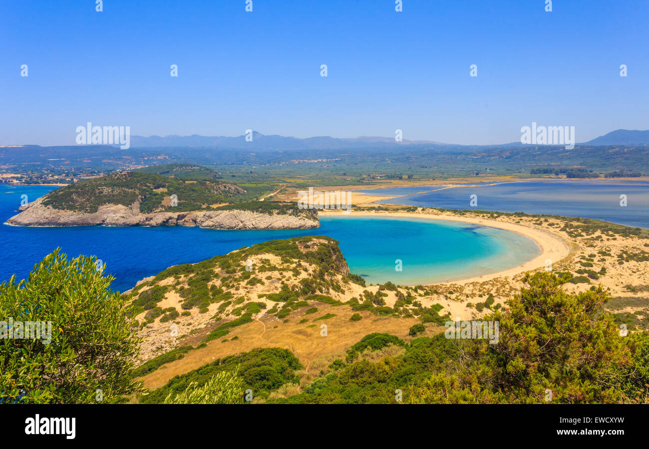 Beautiful lagoon of Voidokilia from a high point of view Stock Photo ...