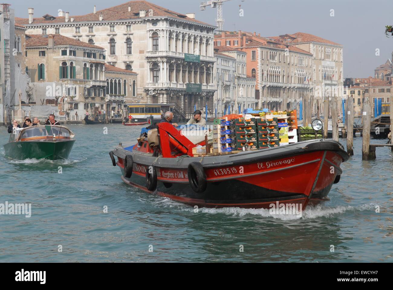 Venice, boat for the goods delivery Stock Photo - Alamy