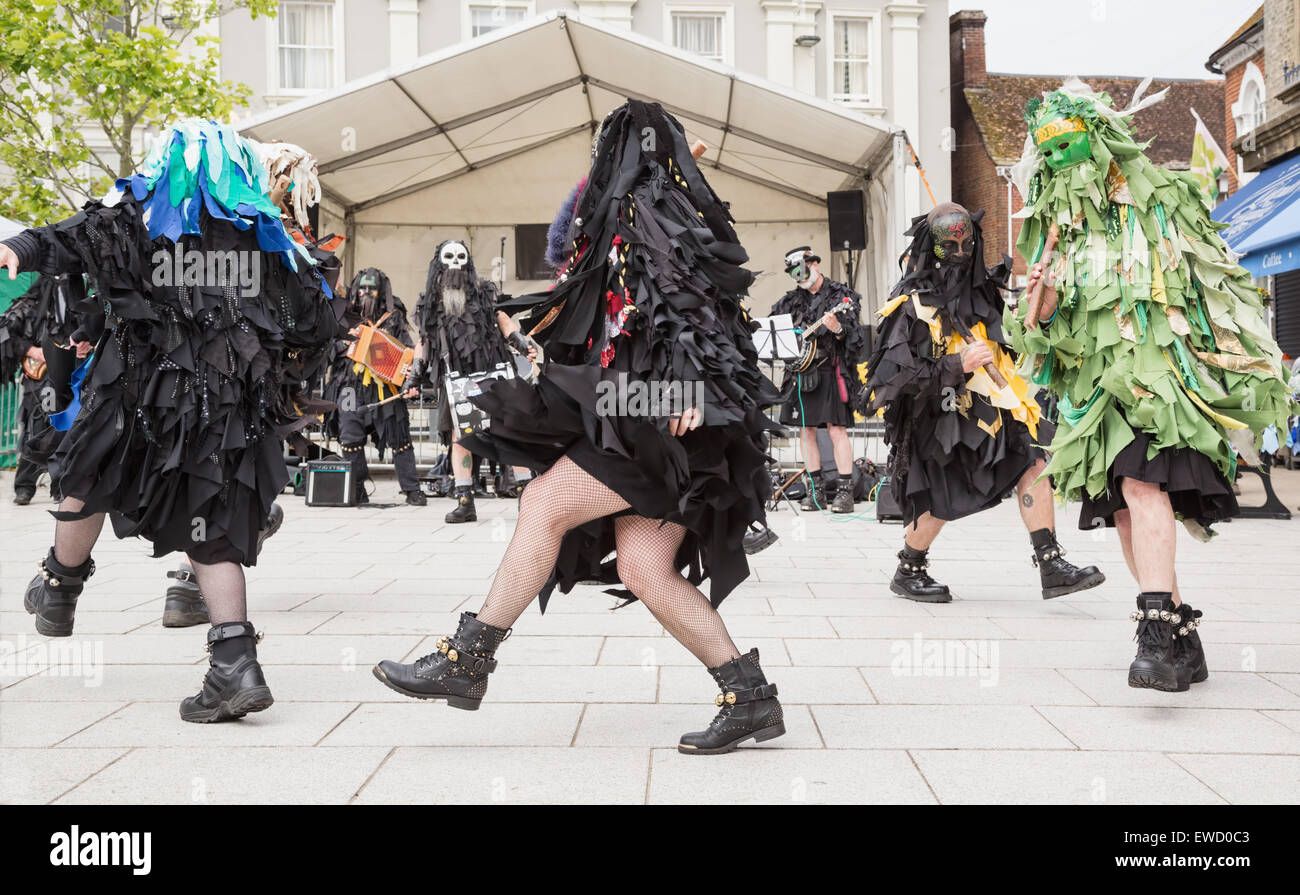 Mythago Border Morris traditional folk dancing in ragged costumes at ...