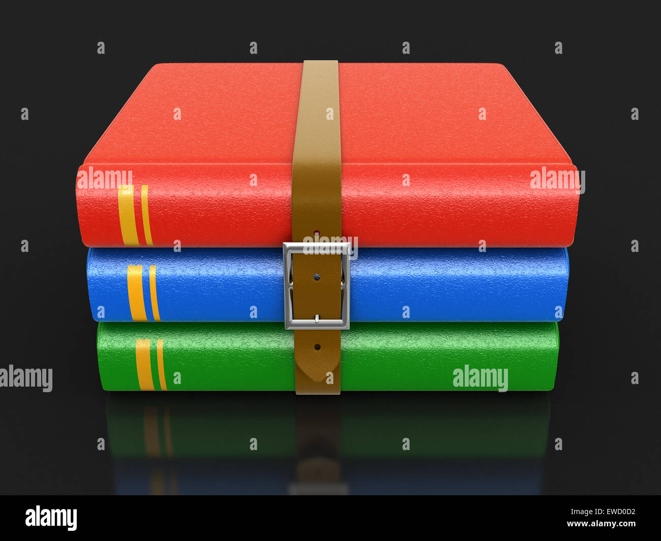 Stack of book with belt (clipping path included Stock Photo - Alamy