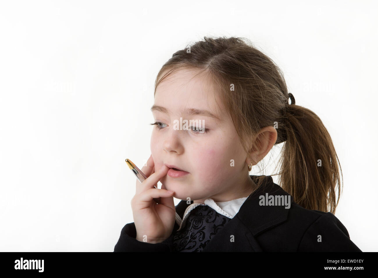 portrait of a young girl thinking Stock Photo - Alamy