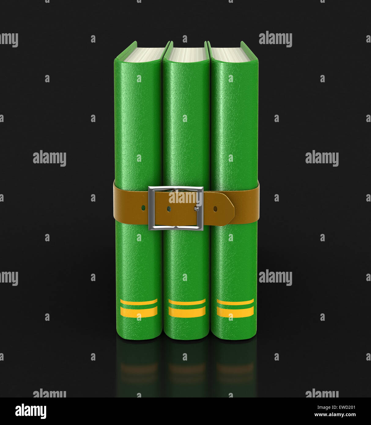 Stack of book with belt (clipping path included Stock Photo - Alamy
