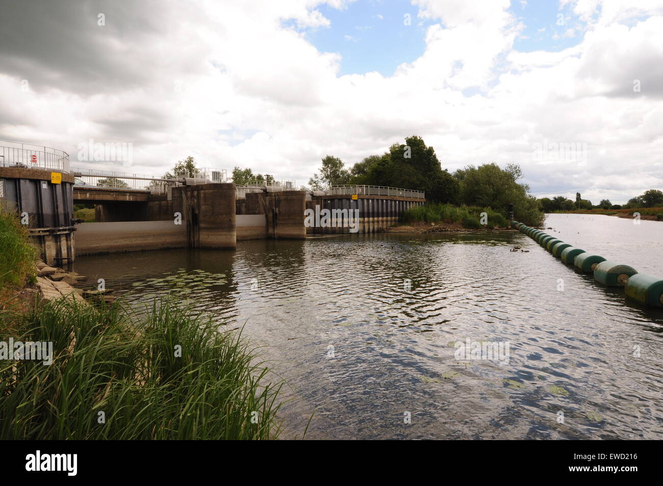 Earith sluice on the River Great Ouse at the head of the Old Bedford ...