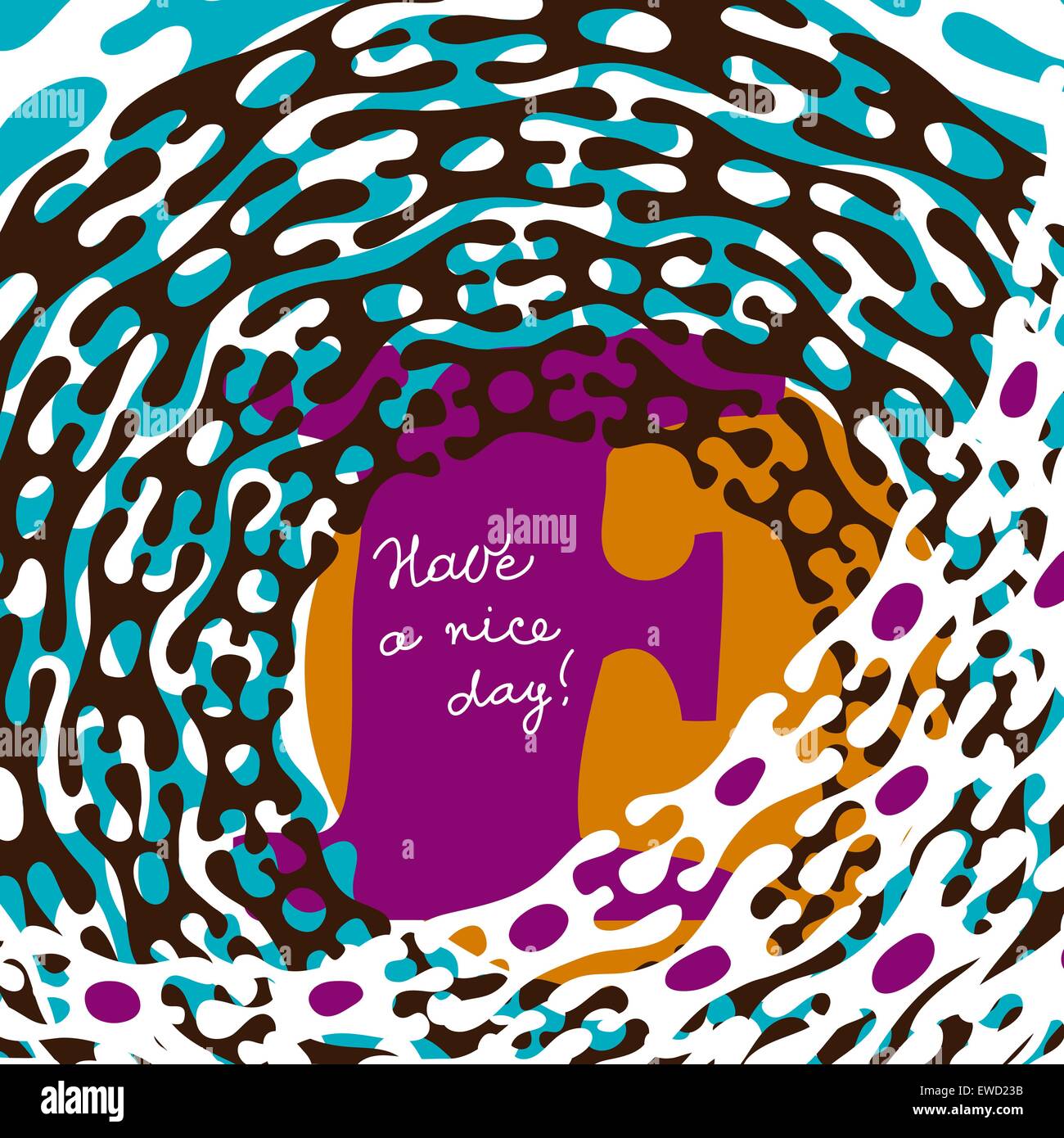 Greeting card design template. Hand-drawn cute colored patterns ...