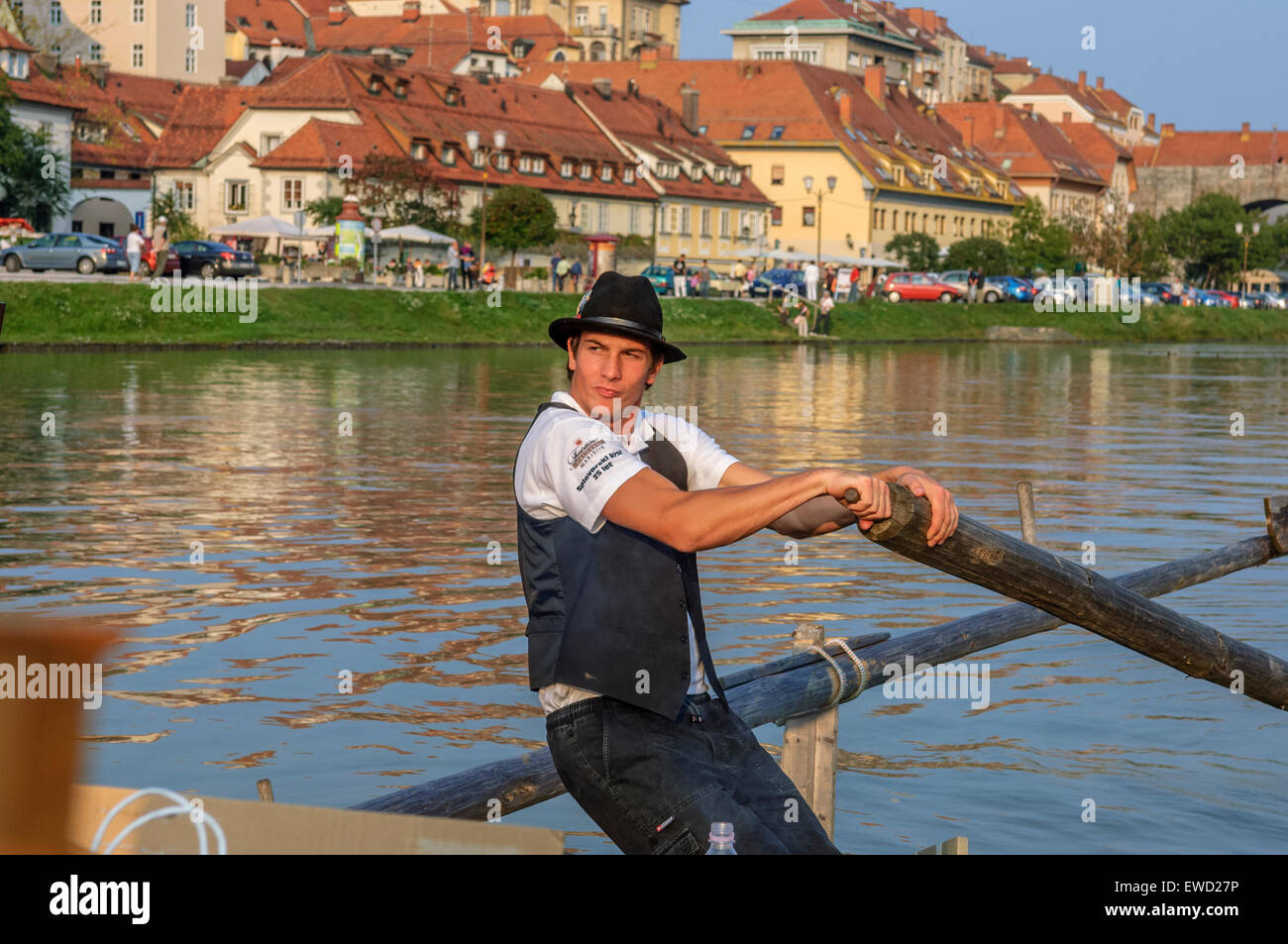 Timber Rafting along the river Drava. Maribor. Slovenia Stock Photo - Alamy