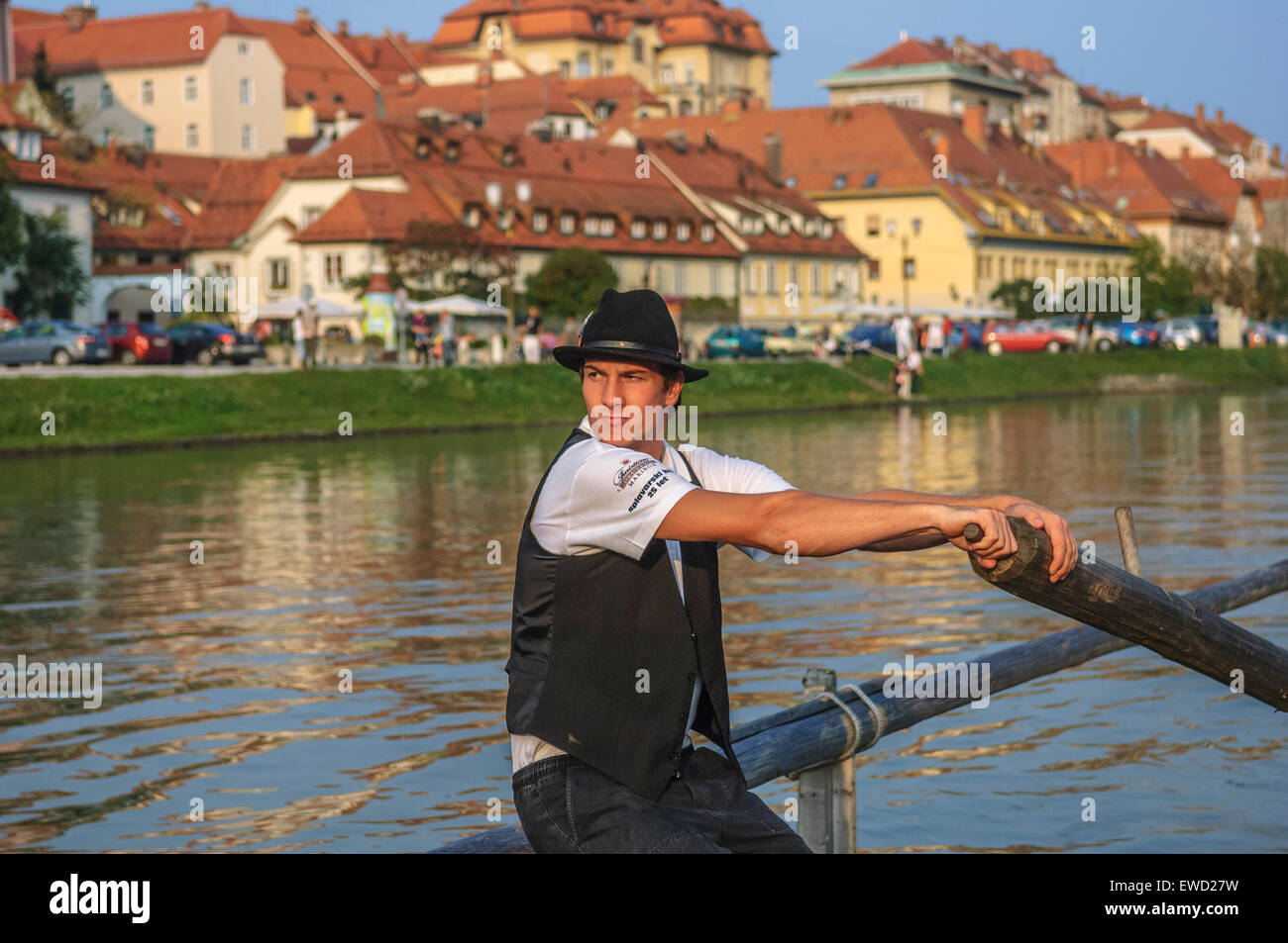 Timber Rafting along the river Drava. Maribor. Slovenia Stock Photo - Alamy